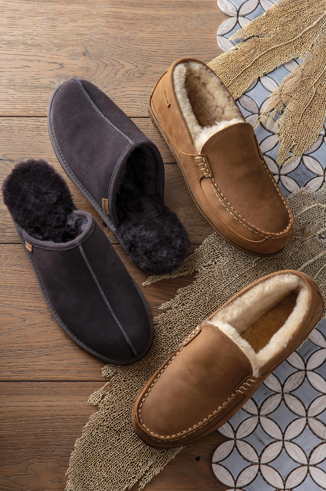 Classic Merino Shearling-Lined Scuff Slippers For Men-The Leather Gems